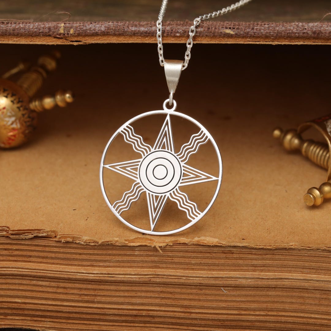 Sumerian Sun Star 925 Sterling Silver Pendant - Mythology Necklace ...