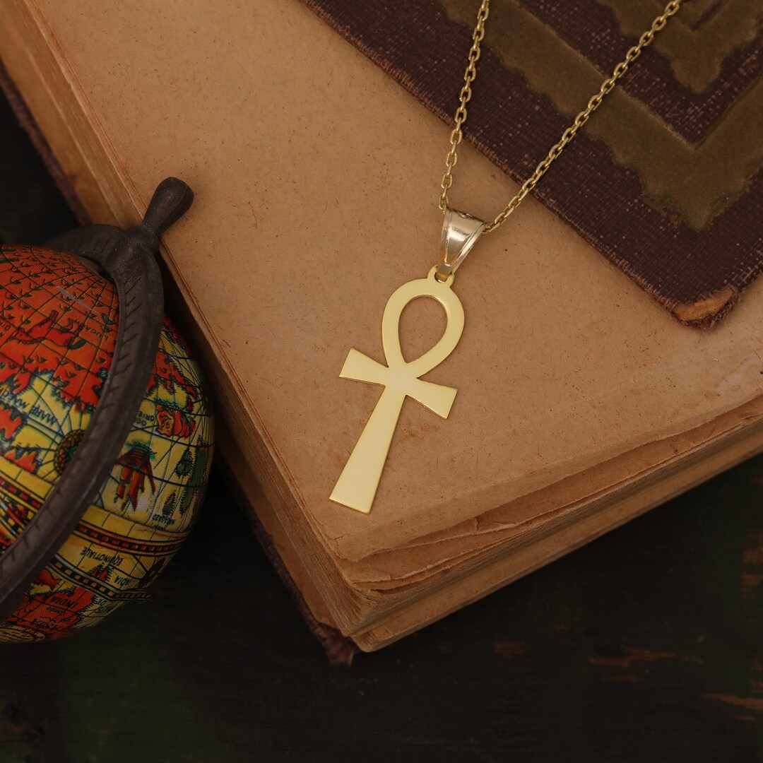 Ankh 14k 18k Solid Gold Necklace - Real Gold Egyptian Ankh - Egyptian ...