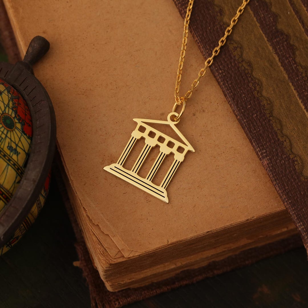 Greek Parthenon 14k 18k Real Gold Necklace - Ancient Greece Jewelry ...