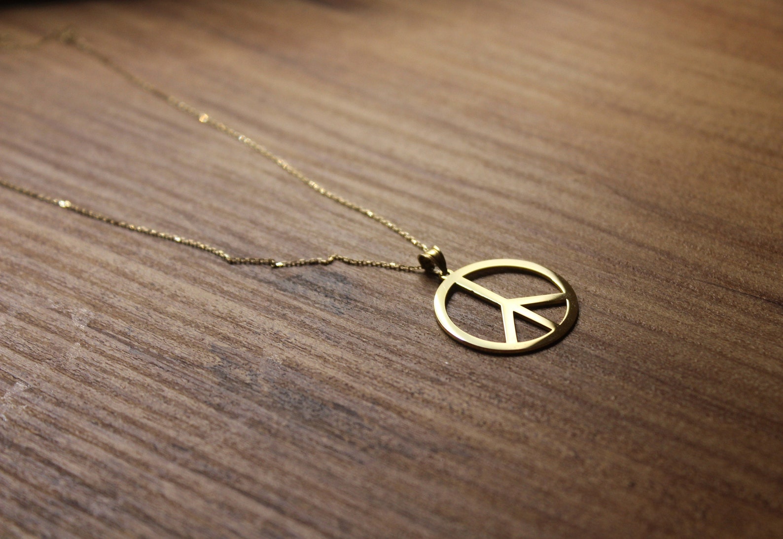 Peace Symbol 14k 18k Real Gold Necklace World Peace Charm - Etsy