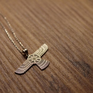 Sumerian Ancient Winged Solar Disk 925 Sterling Silver Necklace ...