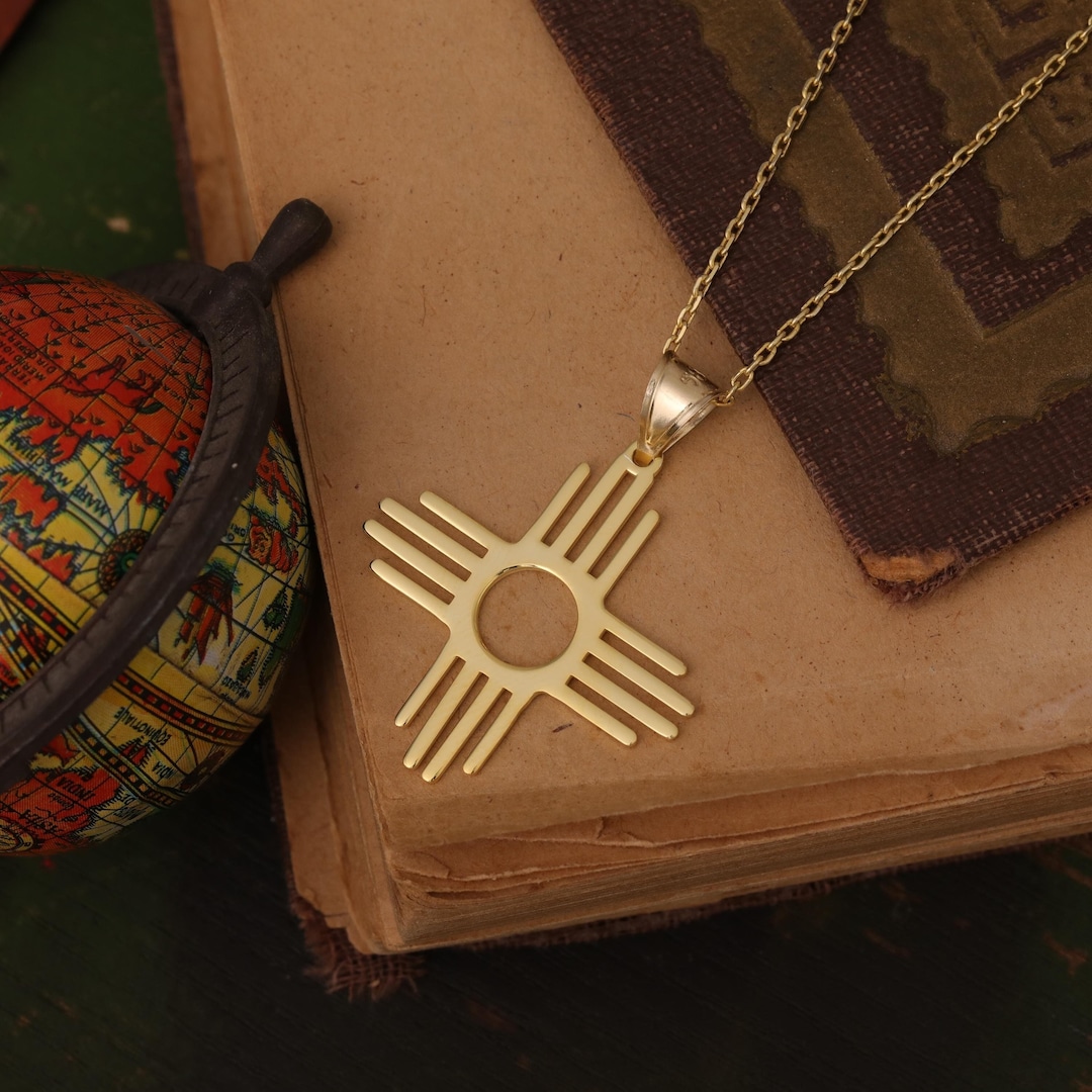 14k - 18k Solid Gold Zia Sun Pendant: New Mexico Symbol Jewelry - Etsy