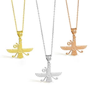 Faravahar Ahura Mazda 14k 18k Solid Gold Necklace - Gold Zoroastrian ...