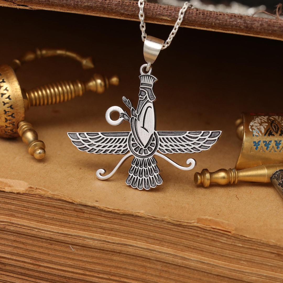 Faravahar Ahura Mazda 925 Sterling Silver Necklace - Silver Zoroastrian ...