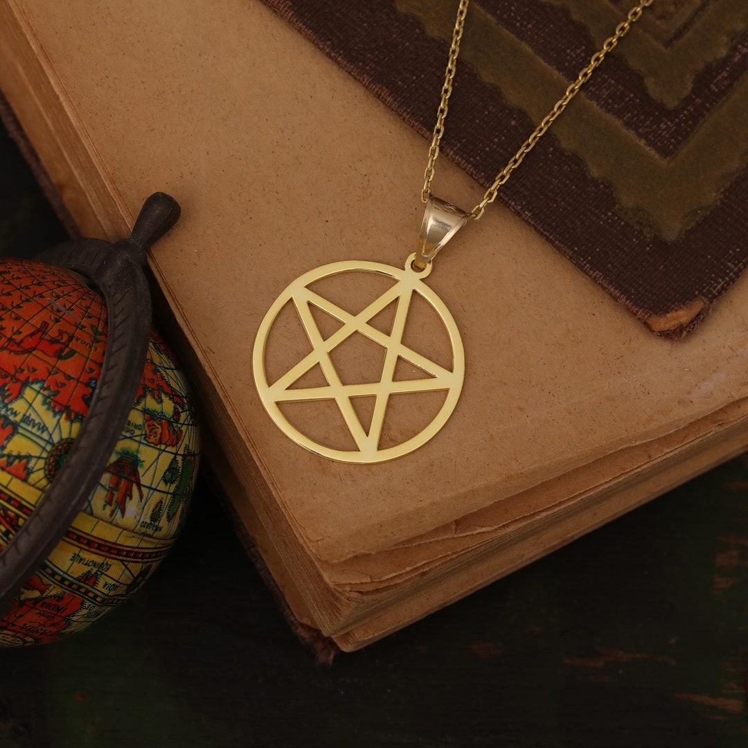 Pentagram 18k 14k Real Solid Gold - Star Charm - Mystic Seymbol - Star ...