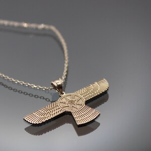 Sumerian Ancient Winged Solar Disk 925 Sterling Silver Necklace ...