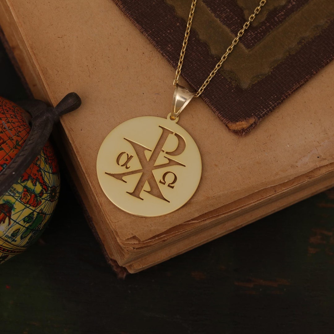 Chi Rho Cross 14k 18k Real Gold Necklace Pendant - Orthodox Jewelry ...
