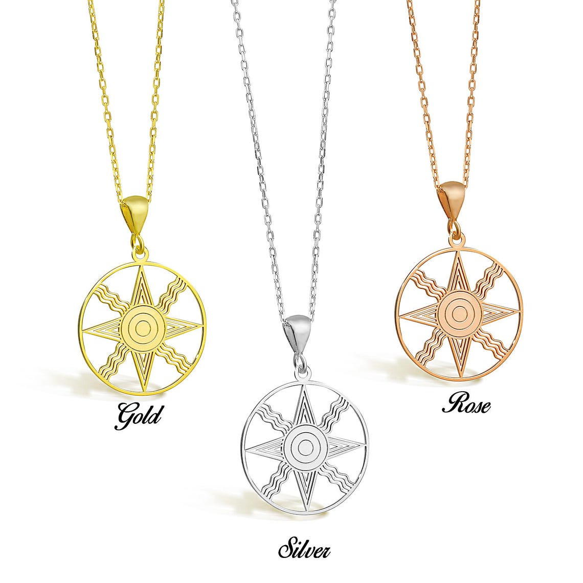 Sumerian Sun Star 925 Sterling Silver Pendant - Mythology Necklace ...