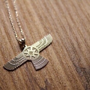 Sumerian Ancient Winged Solar Disk 925 Sterling Silver Necklace ...