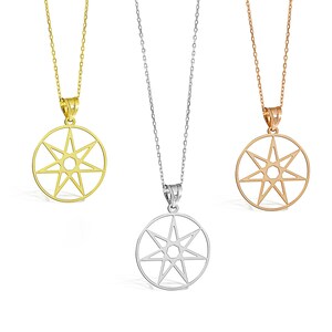 Septagram 14k 18k Real Gold Necklace Pendant - Pagan Symbol Necklace ...