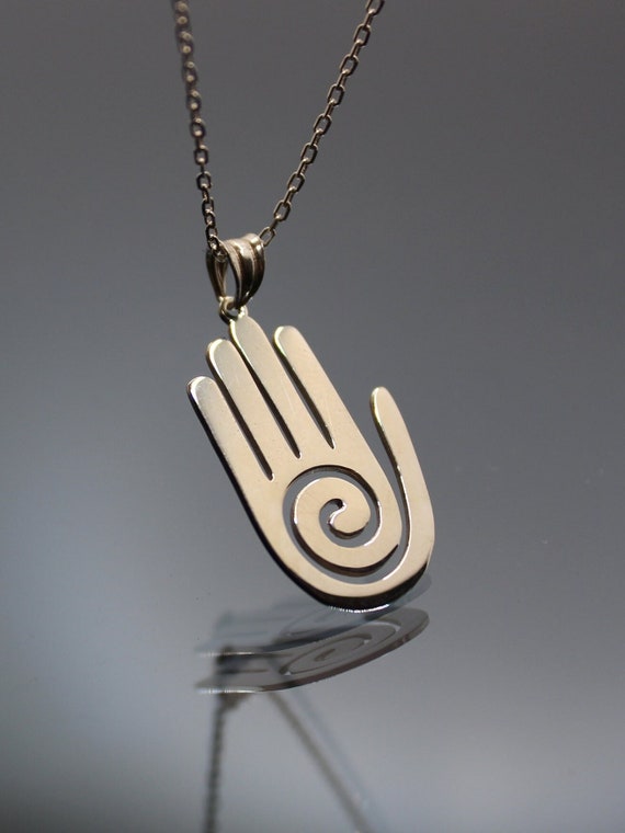 Healing Hand 925 Sterling Silver Hopi Hand Pendant Sacred - Etsy