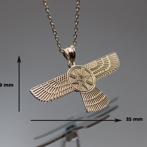 Sumerian Ancient Winged Solar Disk 925 Sterling Silver Necklace ...