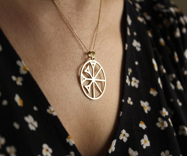 Anu 14k 18k Solid Gold Pendant Cuneiform Necklace Sumeria - Etsy