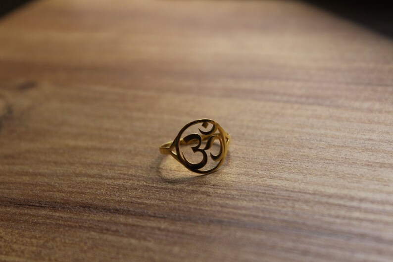 Om Ring 14k 18k Real Gold Ohm Ring Dainty Om Ring Yoga - Etsy