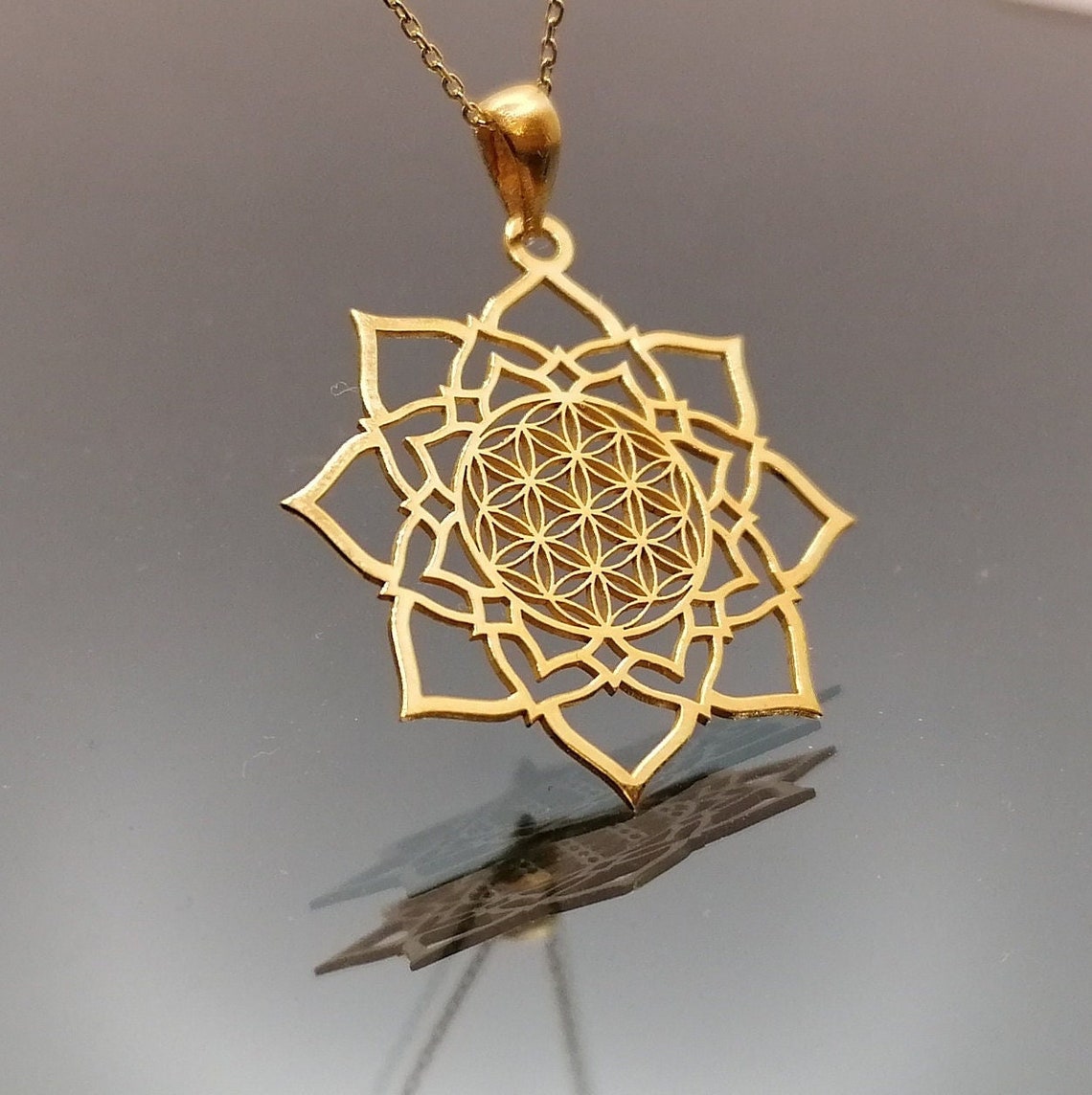 Flower of Life 18k 14k Real Solid Gold Flower of Life - Etsy