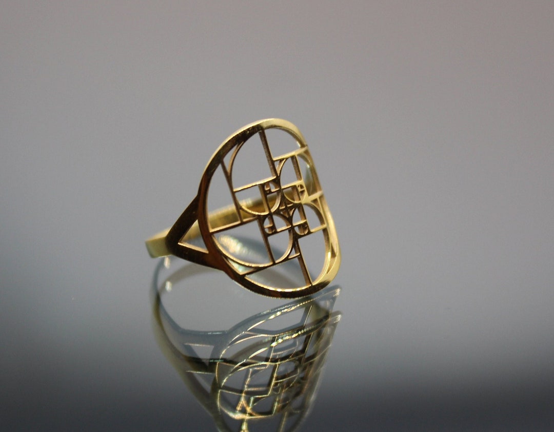 Fibonacci Ring 14k 18k Solid Gold Sacred Geometry Science Ring Math ...