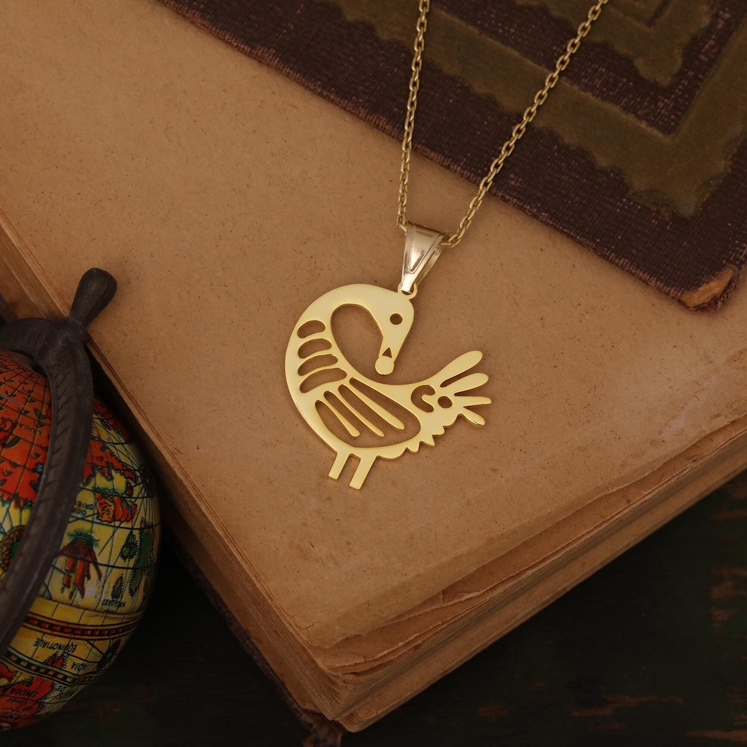 Sankofa Bird Pendant 14k 18k Real Gold Necklace , Adinkra Symbol ...