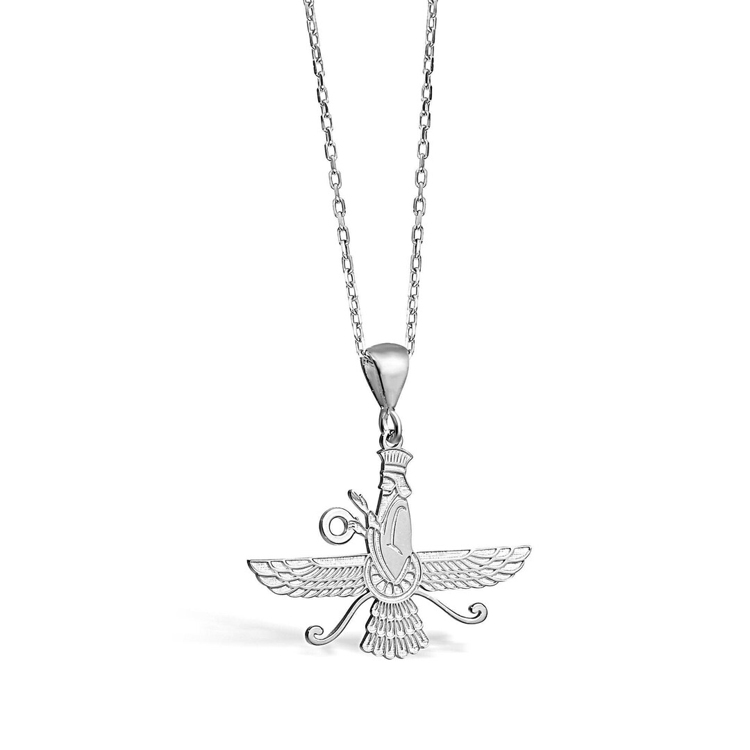 Faravahar Ahura Mazda 925 Sterling Silver Necklace Silver Zoroastrian ...
