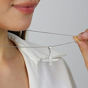 Faravahar Ahura Mazda 925 Sterling Silver Necklace - Silver Zoroastrian ...