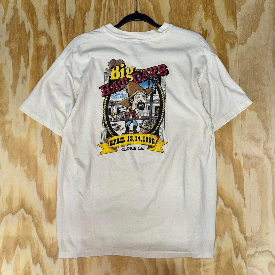 Vintage 1990s Clovis Big Hat Days Caricature Cowboy T-shirt - Etsy