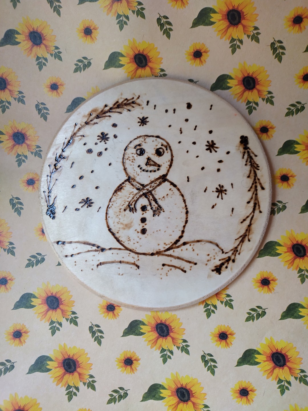 Winter Florida Sandman/snowman Wood Burn Primitive Rustic Wall Art. - Etsy