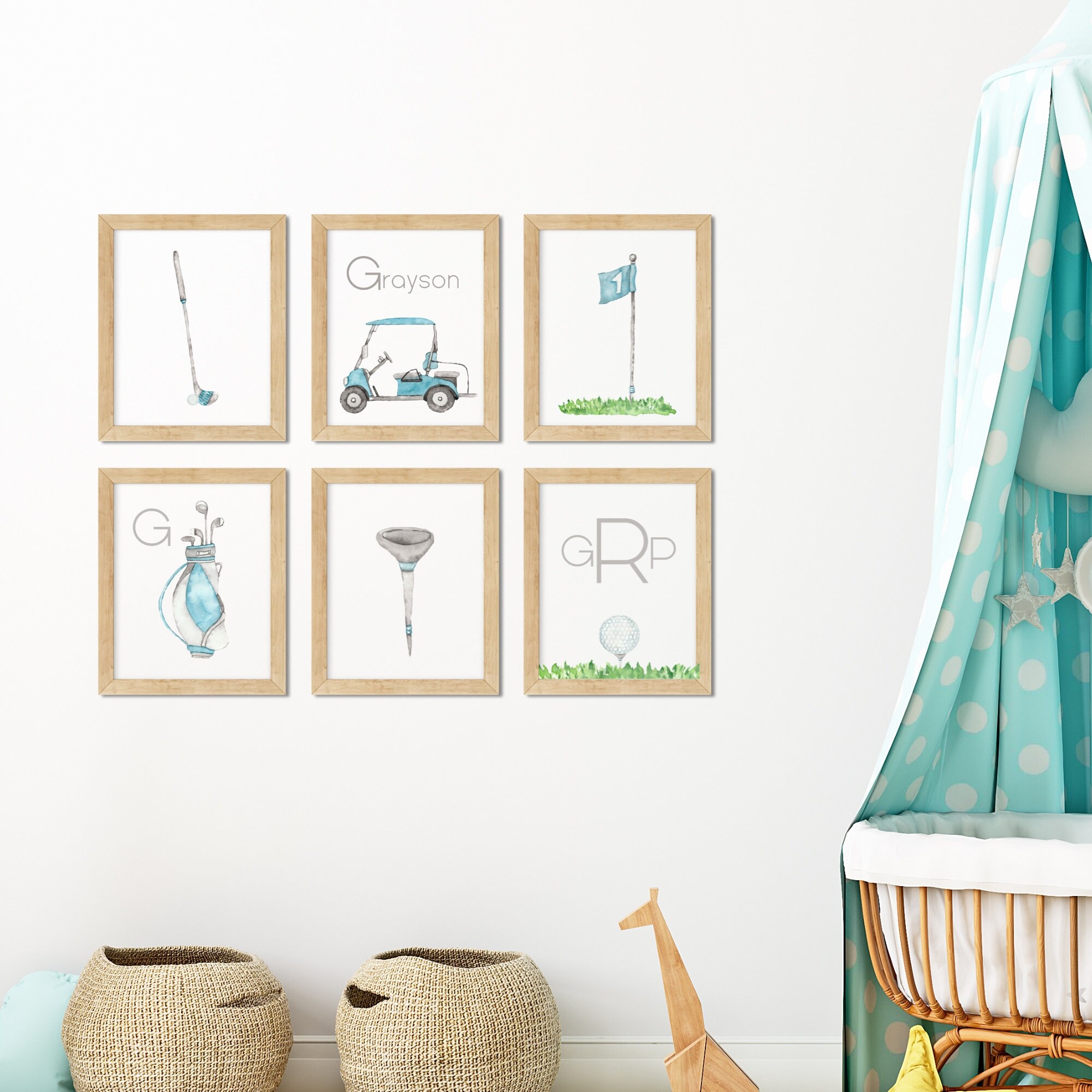 Personalized Golf Wall Art Set of 6 Prints, Custom Personalized Golf ...