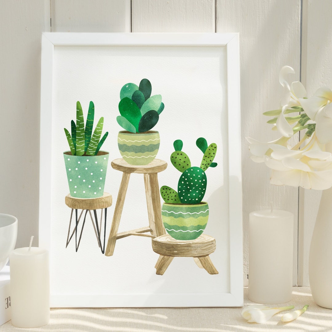 Personalized Watercolor Plant Wall Art Print, Floral Nursery Wall Art ...