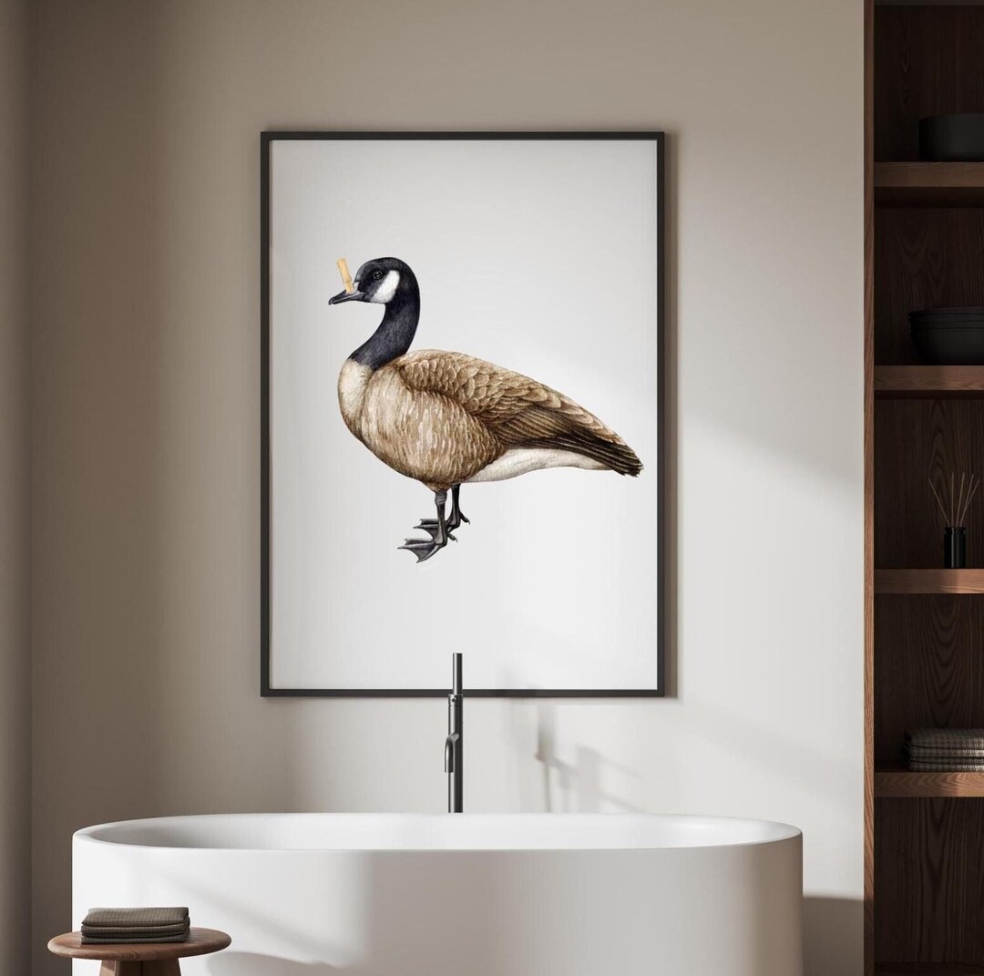 Funny Bathroom Goose Wall Art Print, Funny Bathroom Art Print, Goose ...