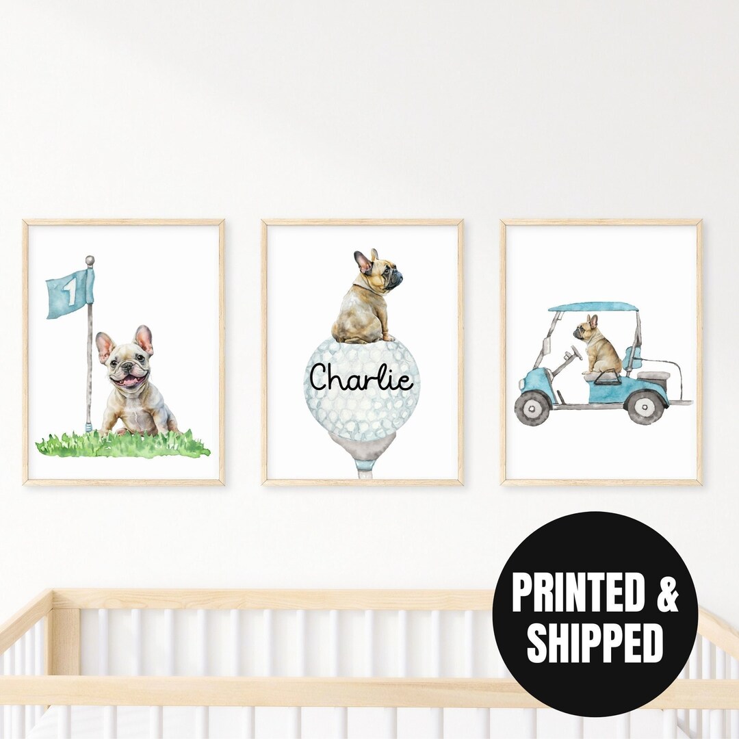 Personalized French Bulldog Golf Wall Art Set of 3 Prints, Golf Art ...