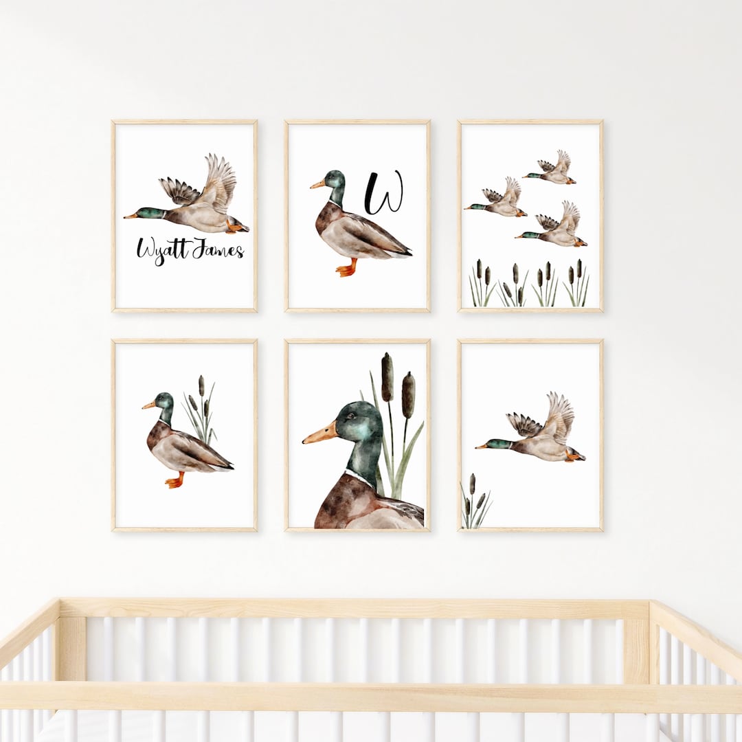 Personalized Duck Wall Art Set of 6 Prints, Mallard Wall Art Prints ...