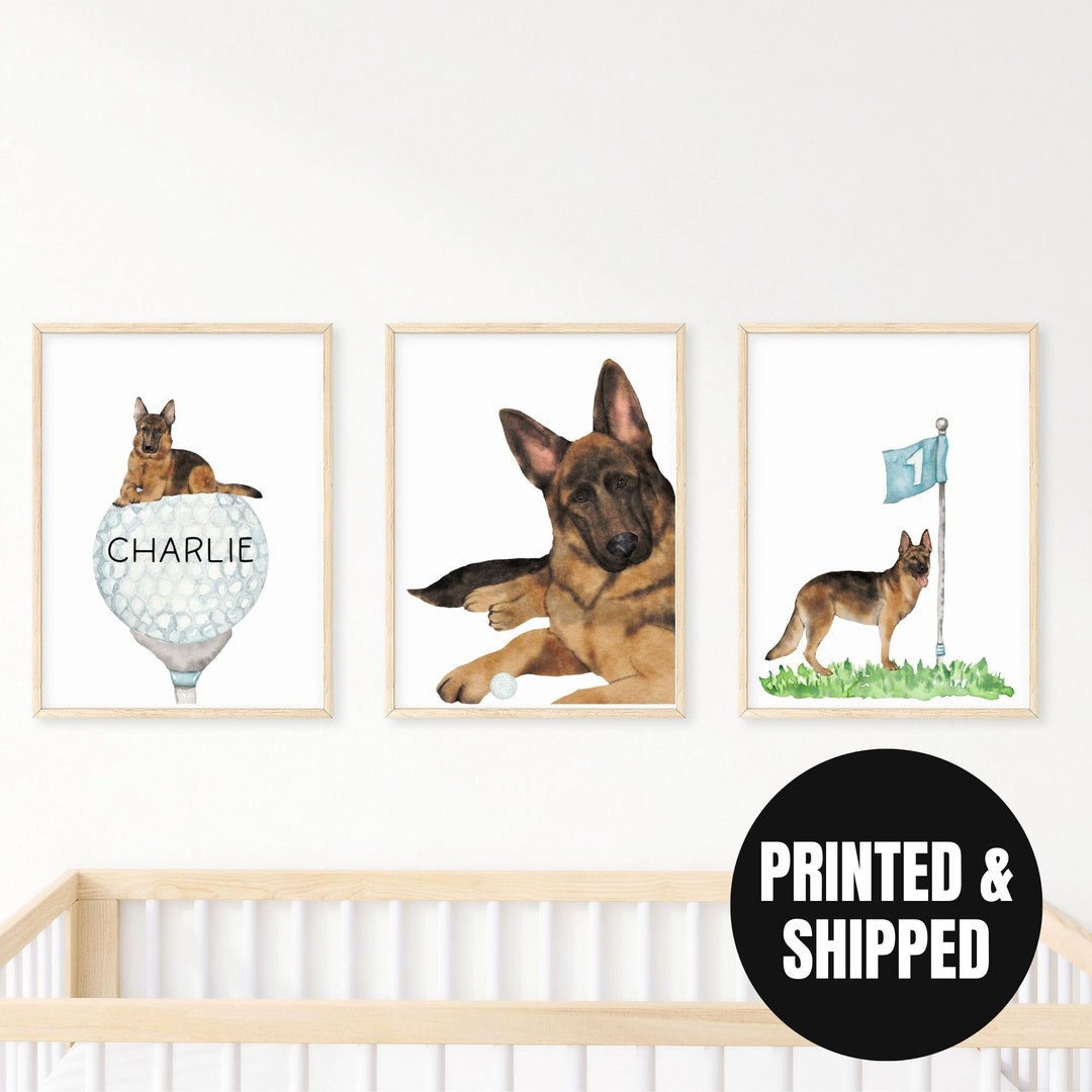 Personalized German Shepherd Golf Wall Art Set of 3 Prints, Golf Art ...