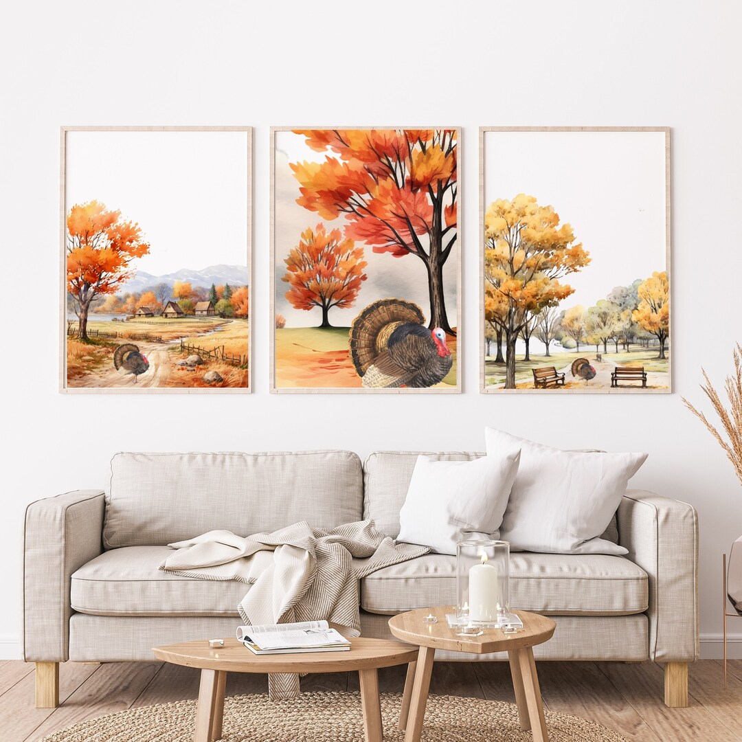 Personalized Thanksgiving Turkey Wall Art Set of 3 Prints, Personalized ...