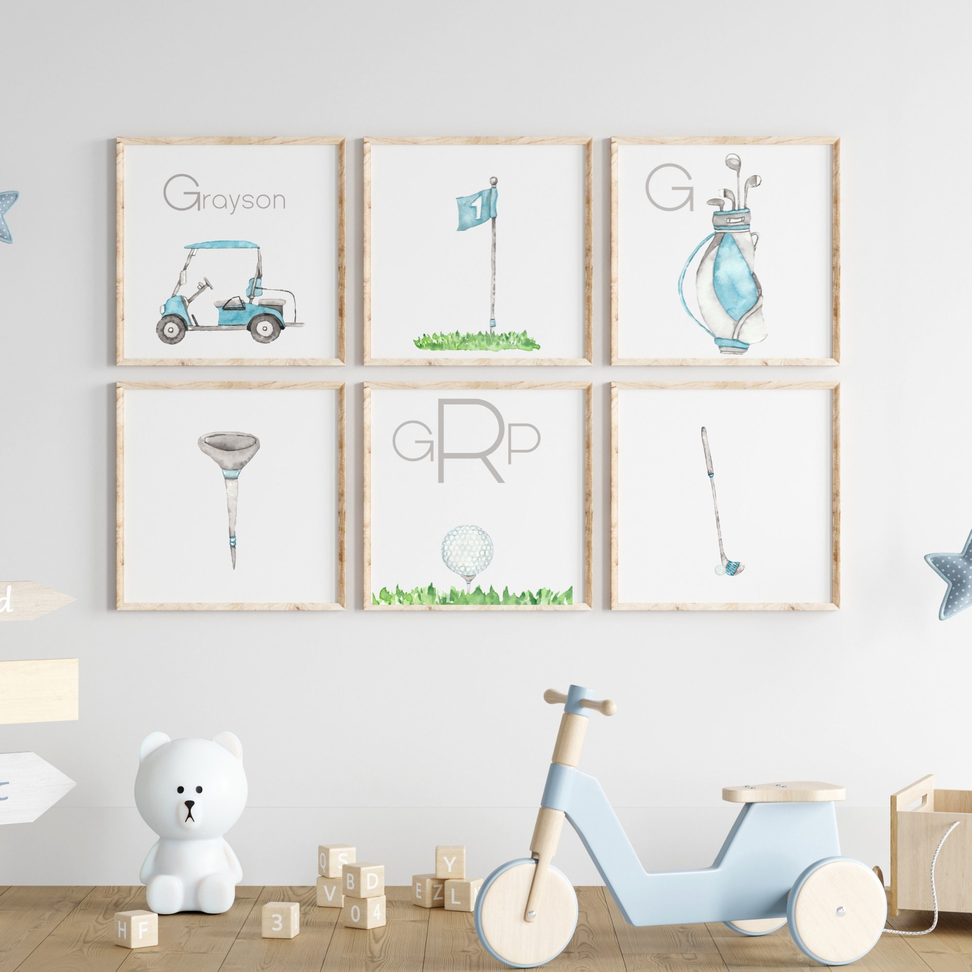 Personalized Golf Wall Art Set of 6 Prints Custom - Etsy