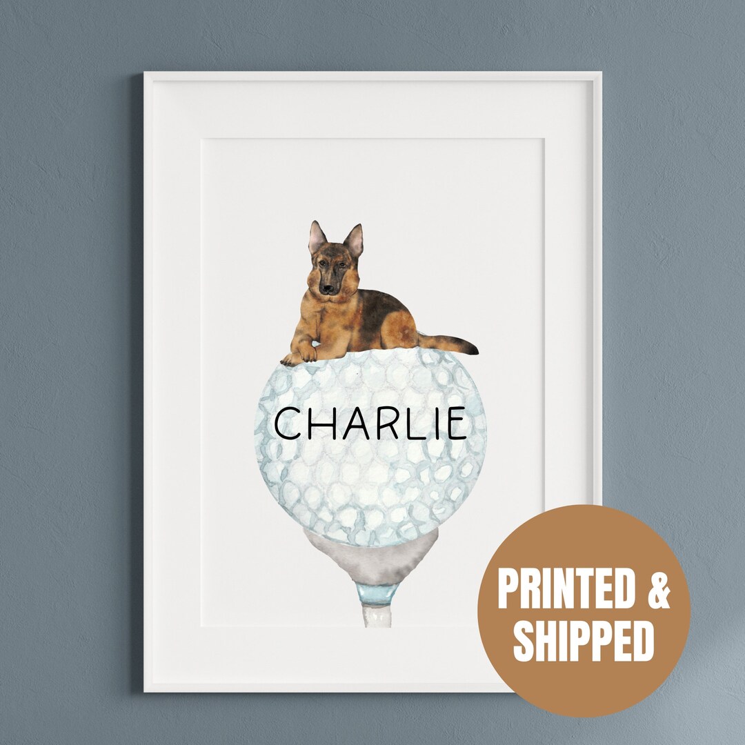Personalized German Shepherd Golf Wall Art Print, Golf Art Print ...