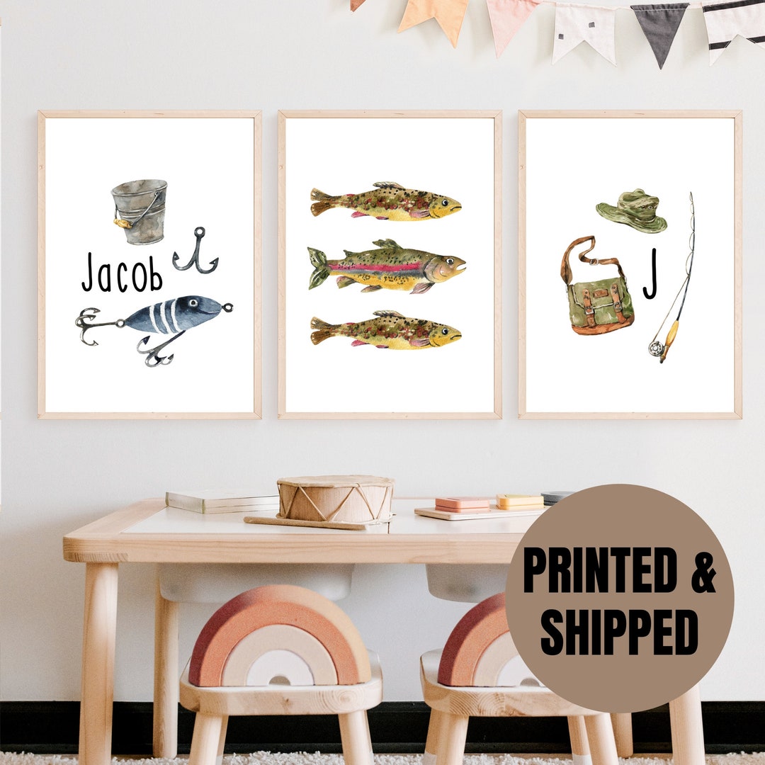 Personalized Fishing Wall Art Set of 3 Prints, Kids Wall Art Prints ...