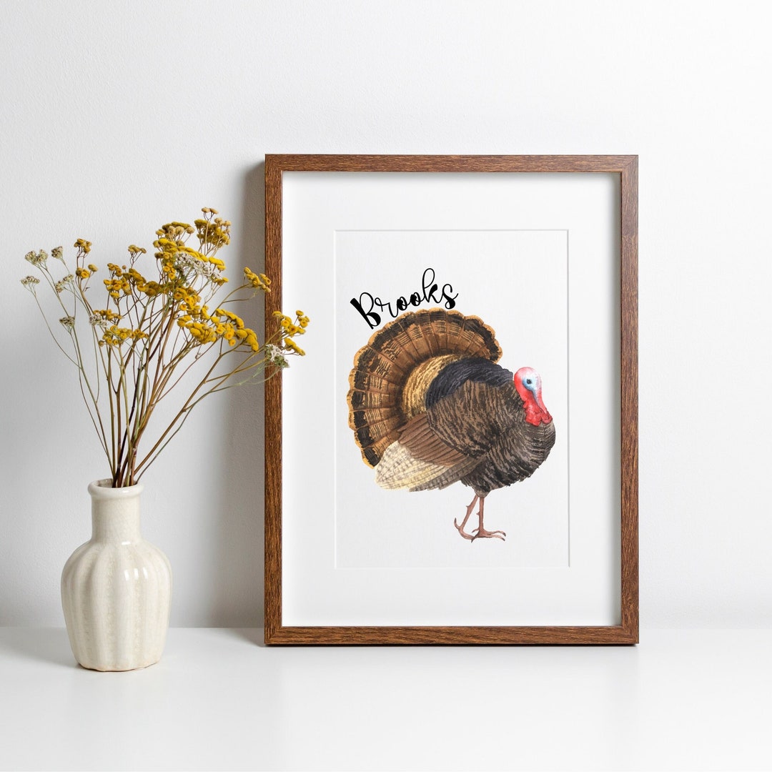 Personalized Vintage Turkey Wall Art Print, Turkey Nursery Decor ...