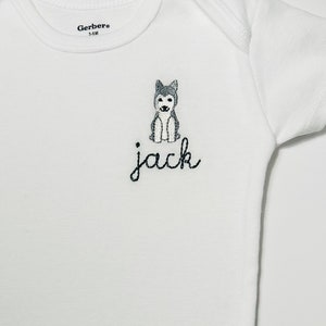 Personalized Embroidered Husky Puppy Dog Baby ONESIES® Brand Bodysuit ...