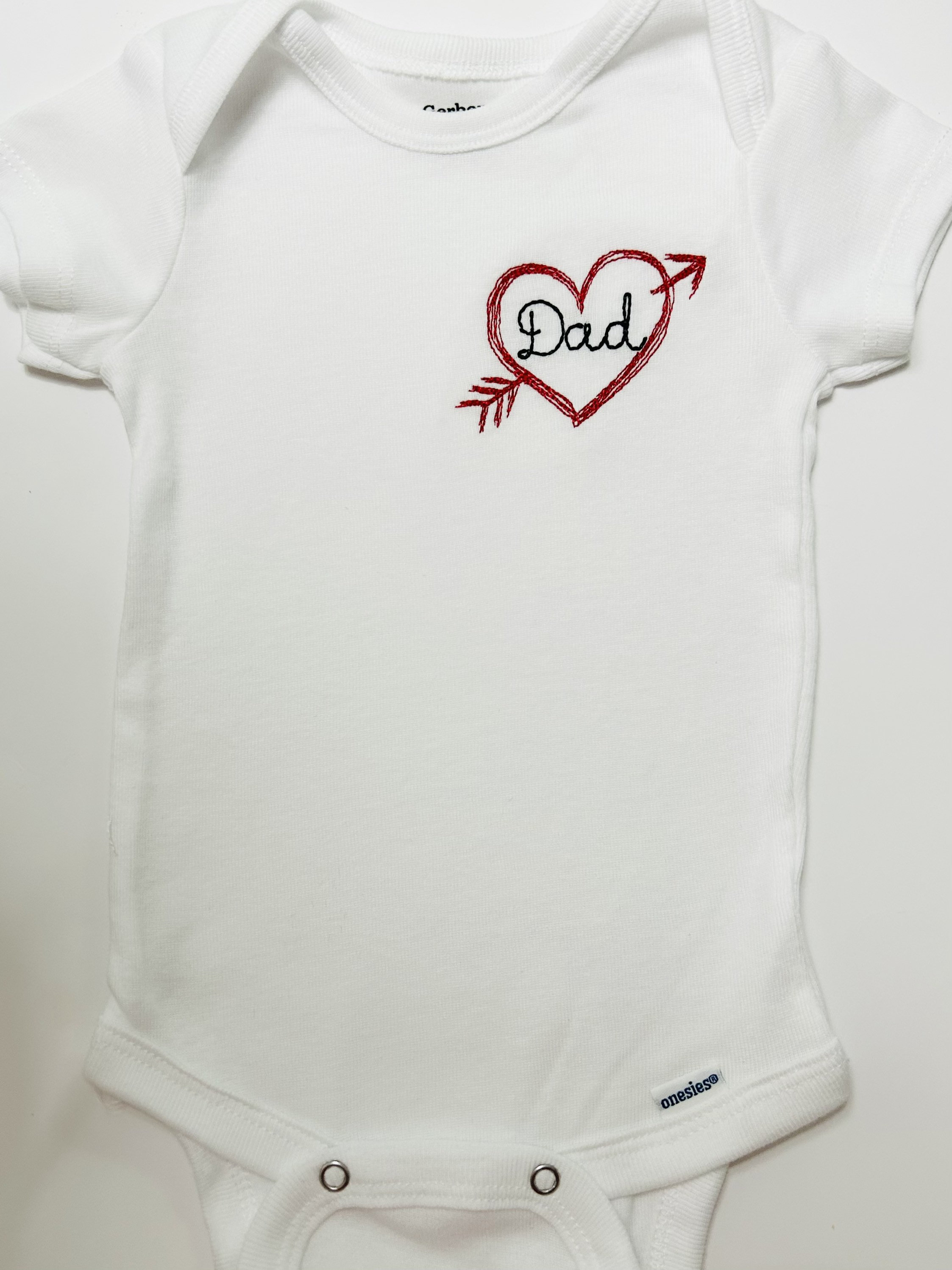 Embroidered Dad Heart ONESIES® Brand Baby Bodysuit, Gift for New Dad ...