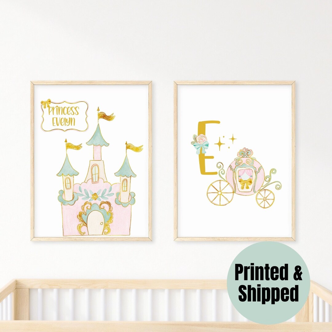 Personalized Princess Wall Art Set of 2 Prints, Princess Nursery Wall ...