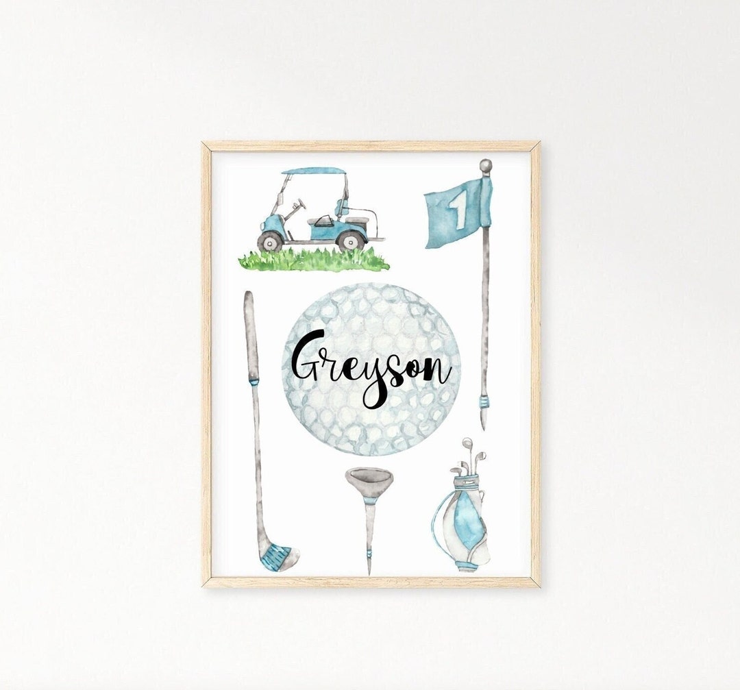 Personalized Golf Wall Art Print, Custom Golf Wall Art Print With Name ...