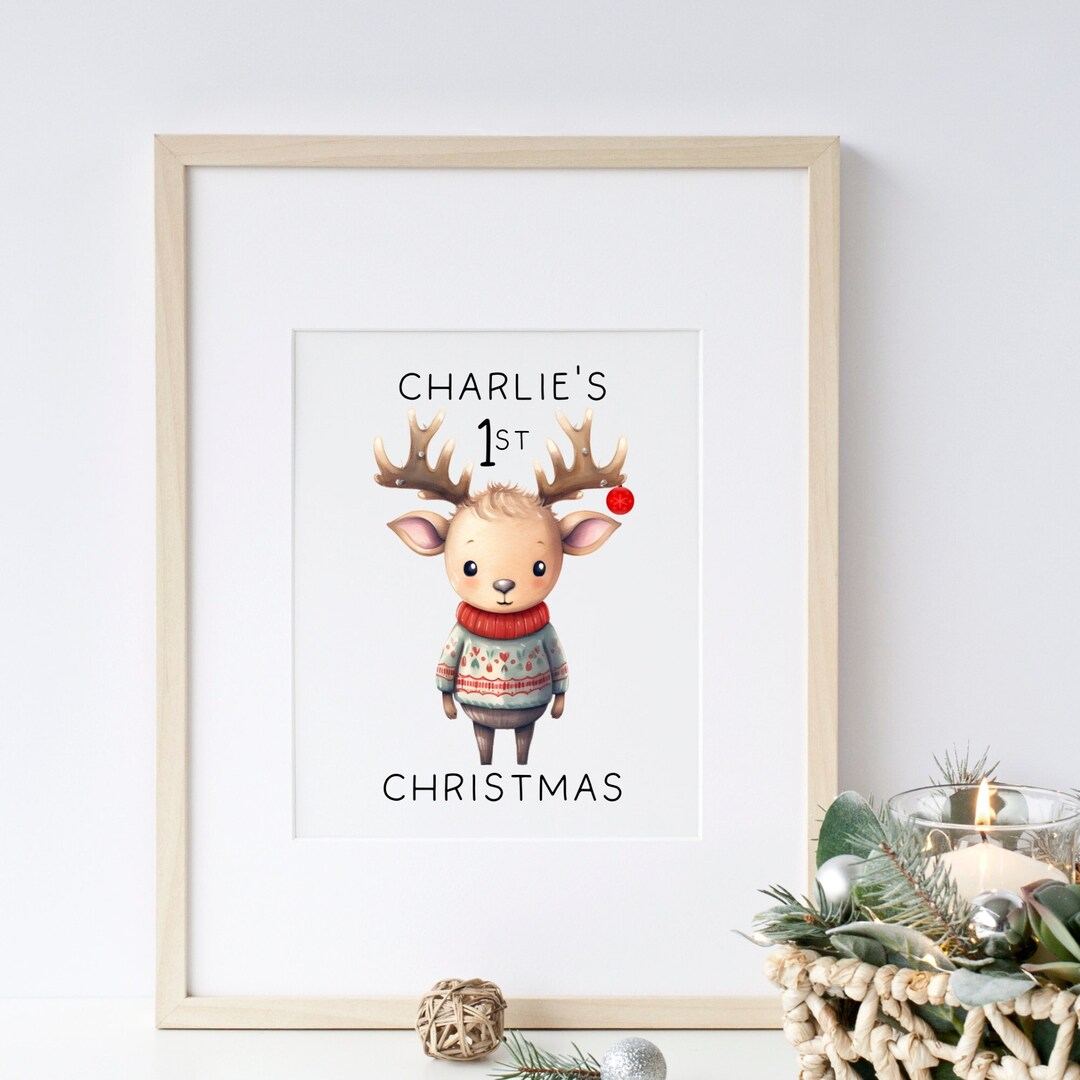 Personalized 1st Christmas Wall Art Print, Baby's First Christmas ...