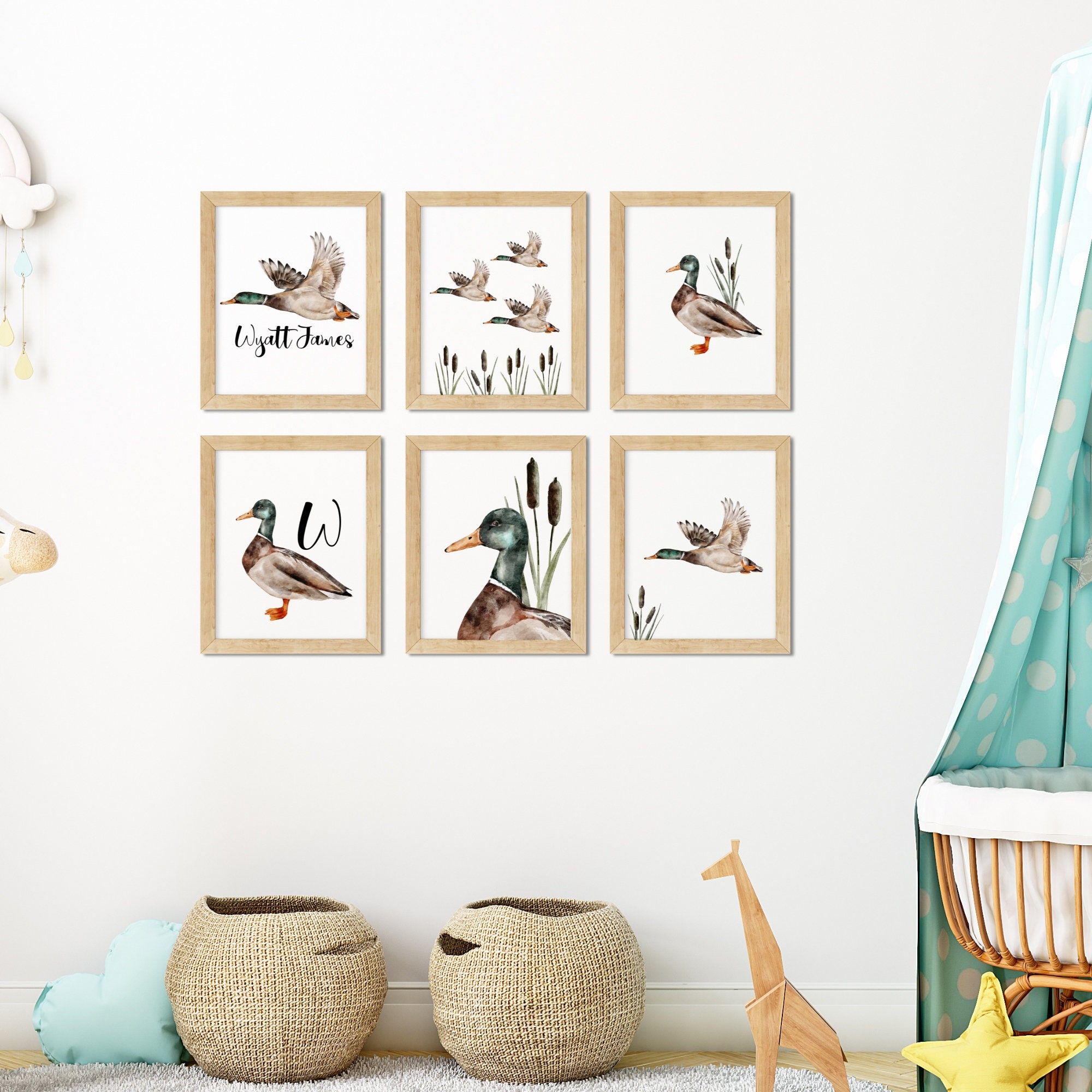 Personalized Duck Wall Art Set of 6 Prints, Mallard Wall Art Prints ...