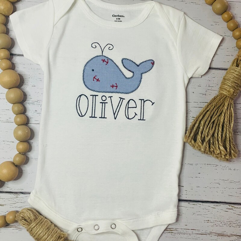 Embroidered Whale Onesie - Etsy