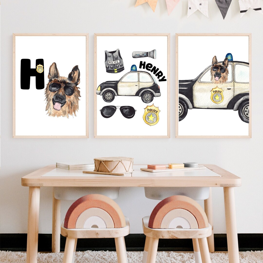 Personalized Police Dog Wall Art Set of 3 Prints, Printed and Shipped ...