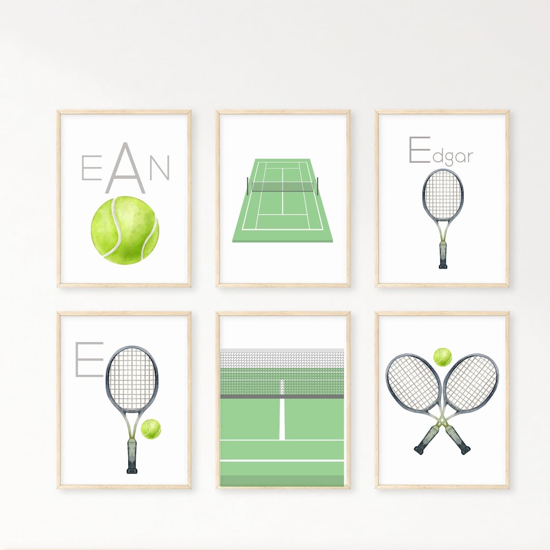 Personalized Tennis Wall Art Set of 6 Prints, Tennis Art Prints, Kids ...
