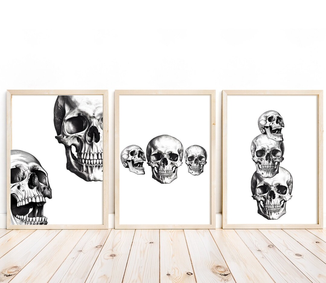 Halloween Vintage Skeleton Wall Art Set, Vintage Three Skeletons Wall ...