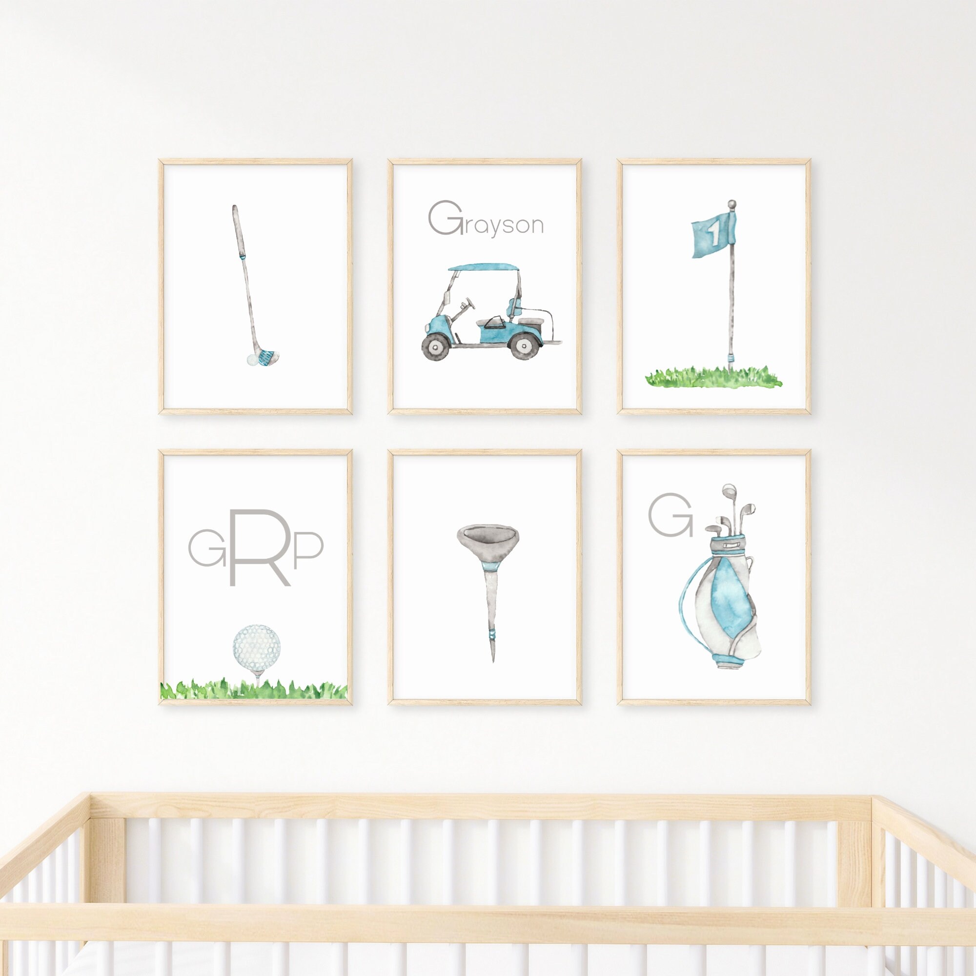 Personalized Golf Wall Art Set of 6 Prints Custom - Etsy