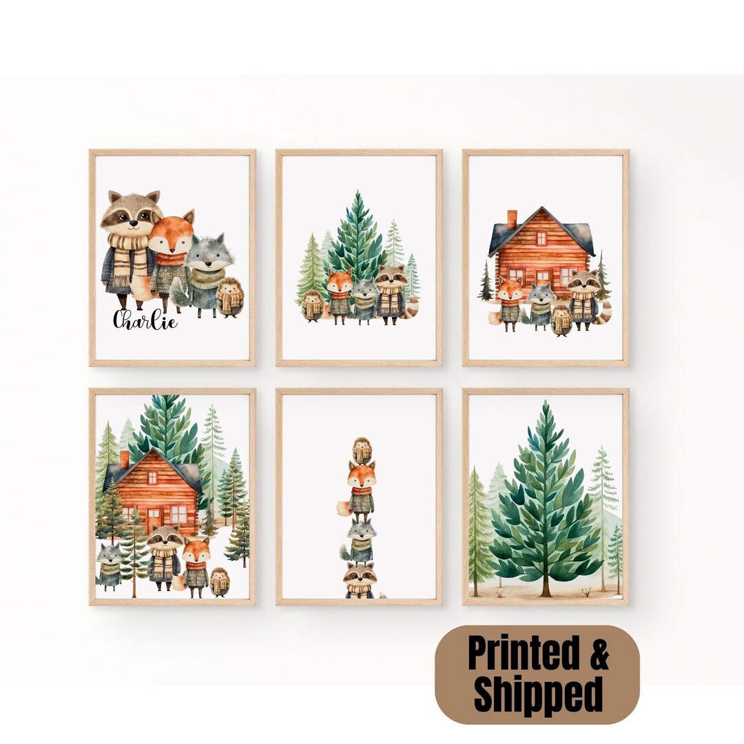 Personalized Fall Woodland Animals Wall Art Set of 6 Prints, Fall Wall ...