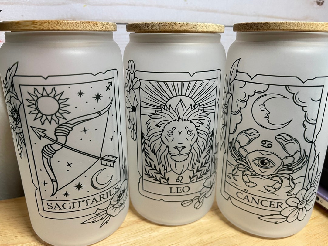 Zodiac Glass Cup Frosted - Etsy