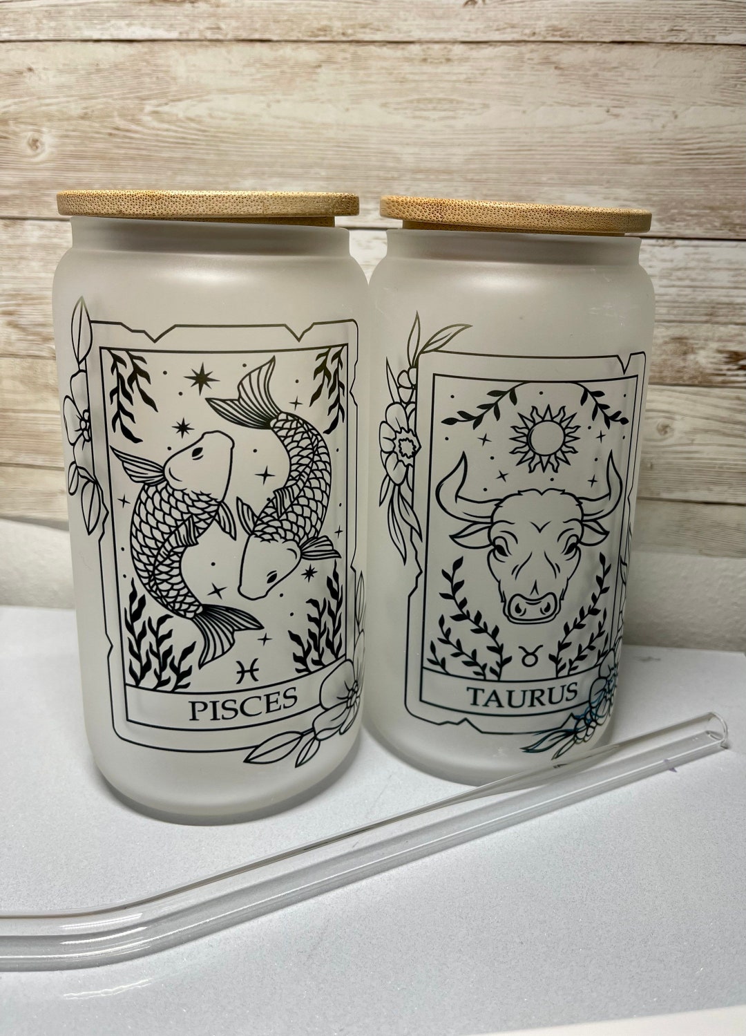 Zodiac Glass Cup Frosted - Etsy